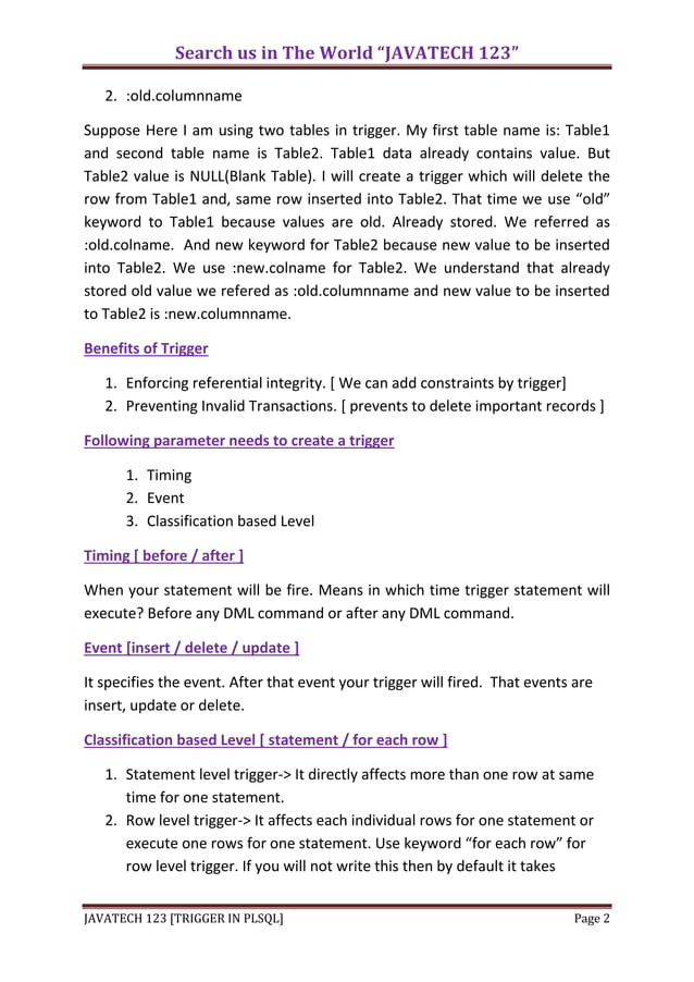 Triggers in plsql | PDF