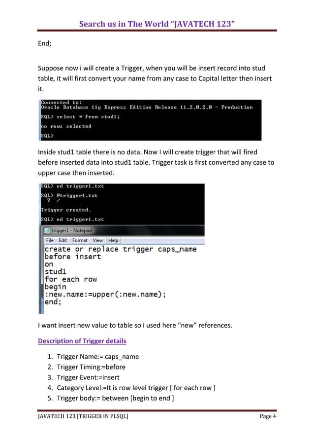 Triggers in plsql | PDF
