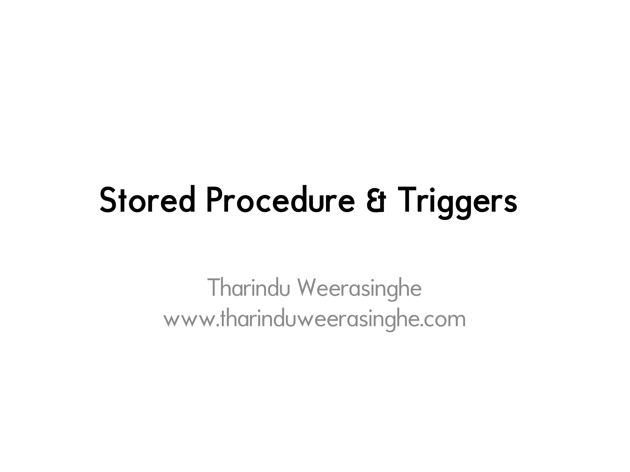 Triggers And Stored Procedures Ppt