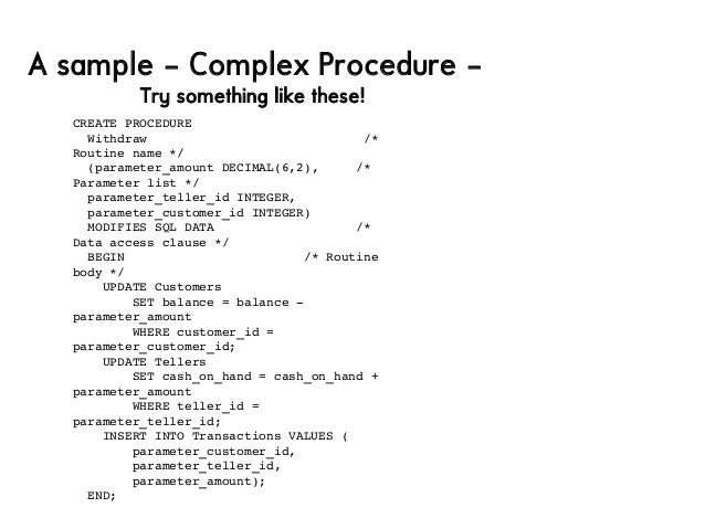 Triggers And Stored Procedures