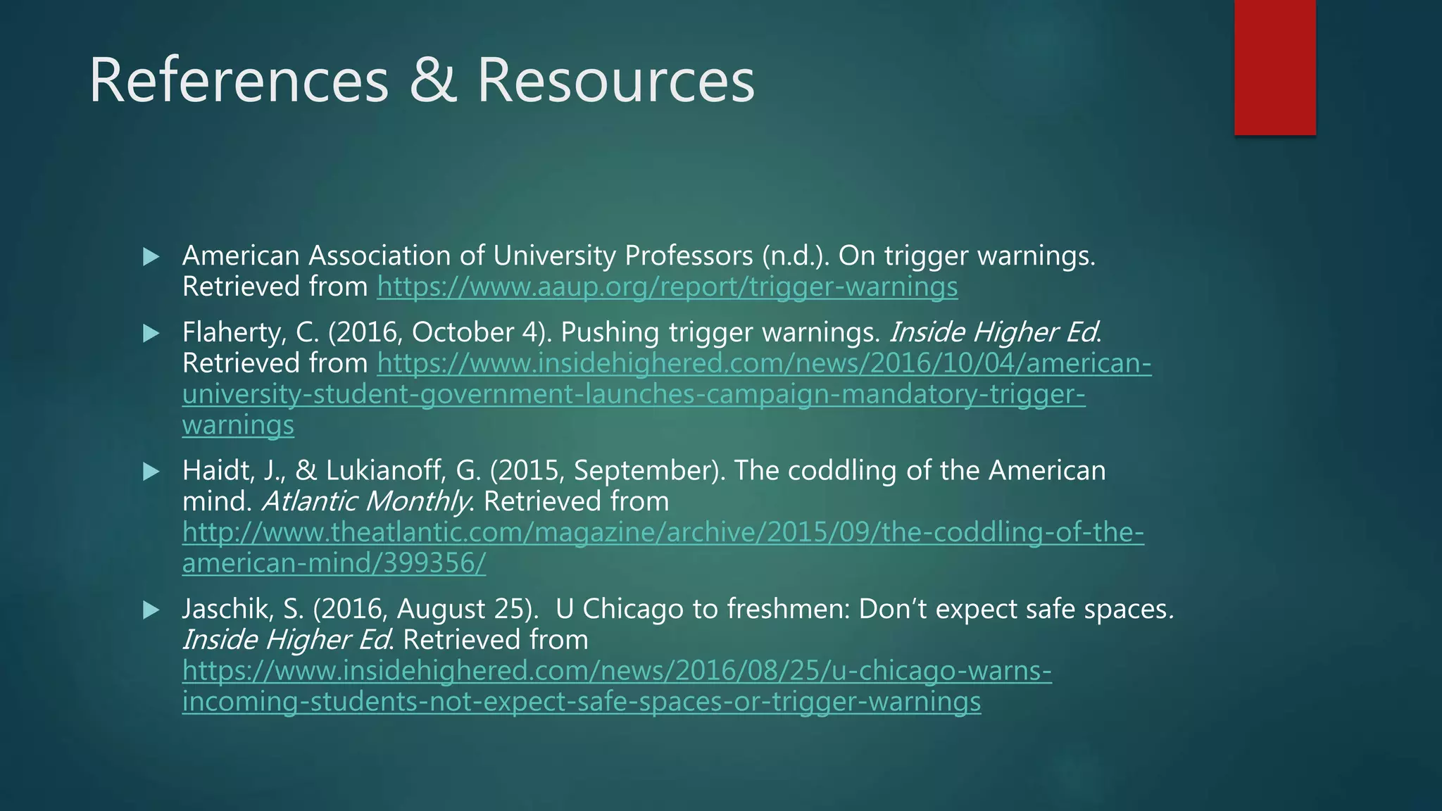 Trigger warnings presentation | PPTX