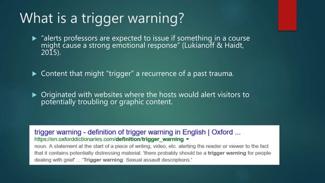Trigger Warnings Presentation Ppt