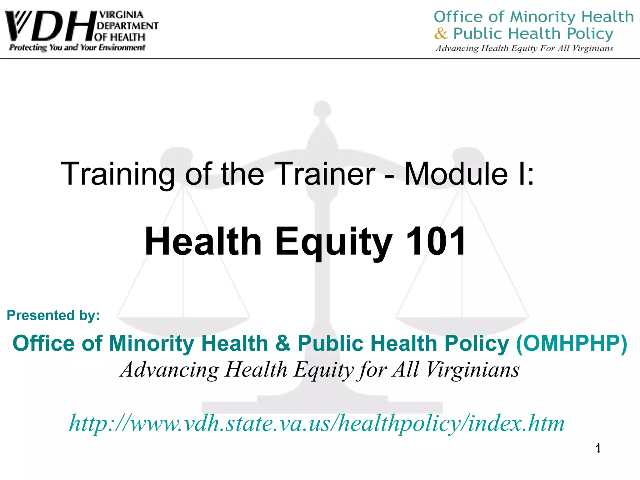 Training of the Trainer: Health Equity 101 | PPT