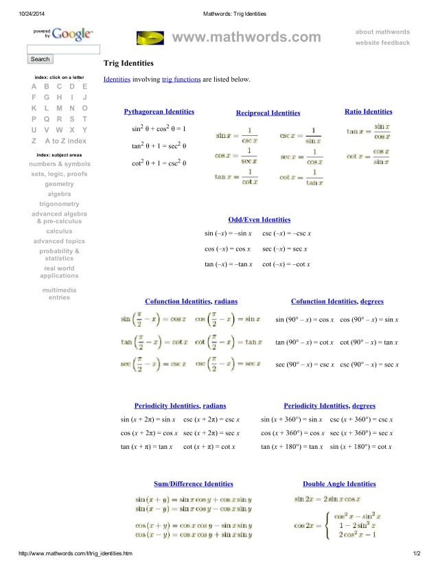 Trig identities
