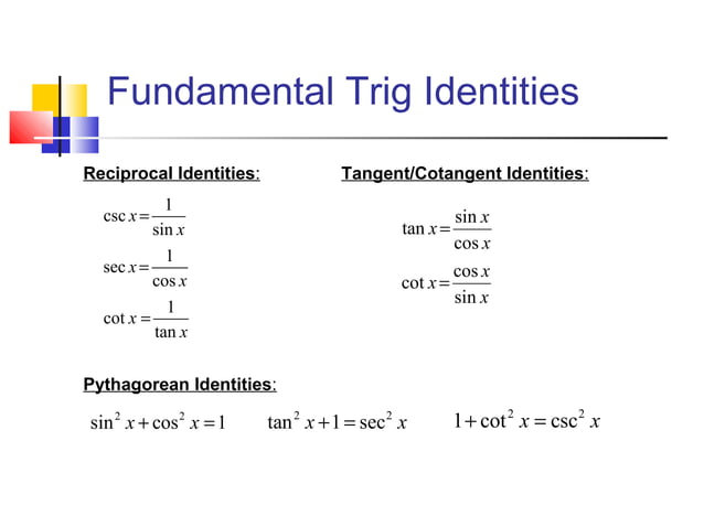 Trig identities | PPT | Physics | Science