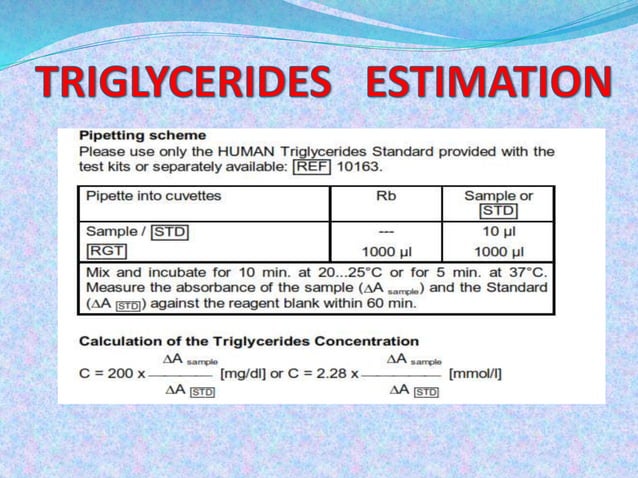 Triglyceride estimation | PPTX | Endocrine and Metabolic Diseases ...