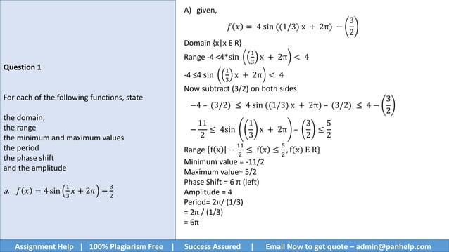 Trigonometric Functions and Graphs Assignment-Advance Function - VHS ...