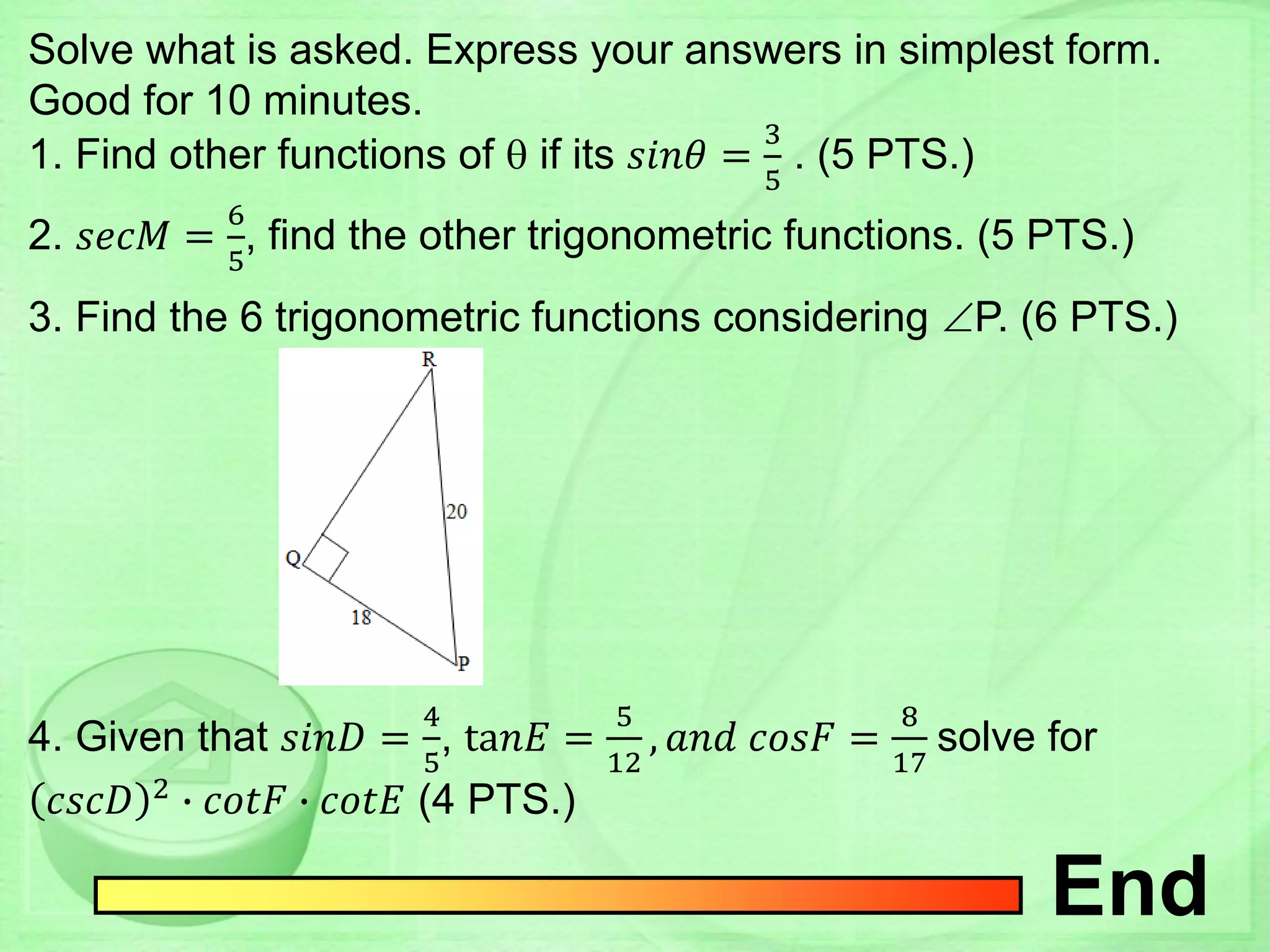 Trigonometry Cheat Sheet | PPTX