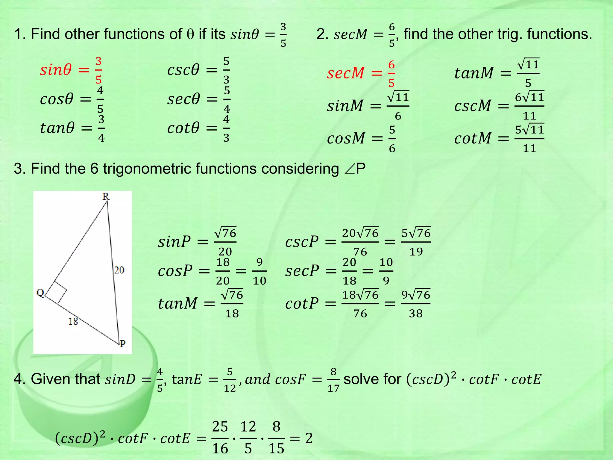 Trigonometry Cheat Sheet | PPTX