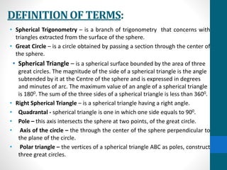 right spherical triangle. trigonometry | PPTX