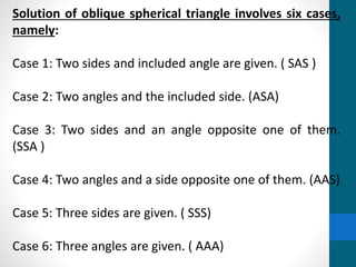 right spherical triangle. trigonometry | PPTX