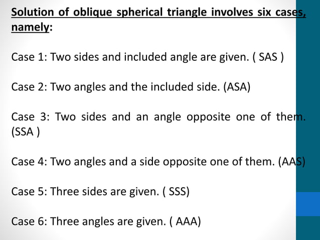 right spherical triangle. trigonometry | PPTX