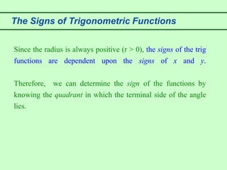 Trigonometric Function of General Angles Lecture | PPTX