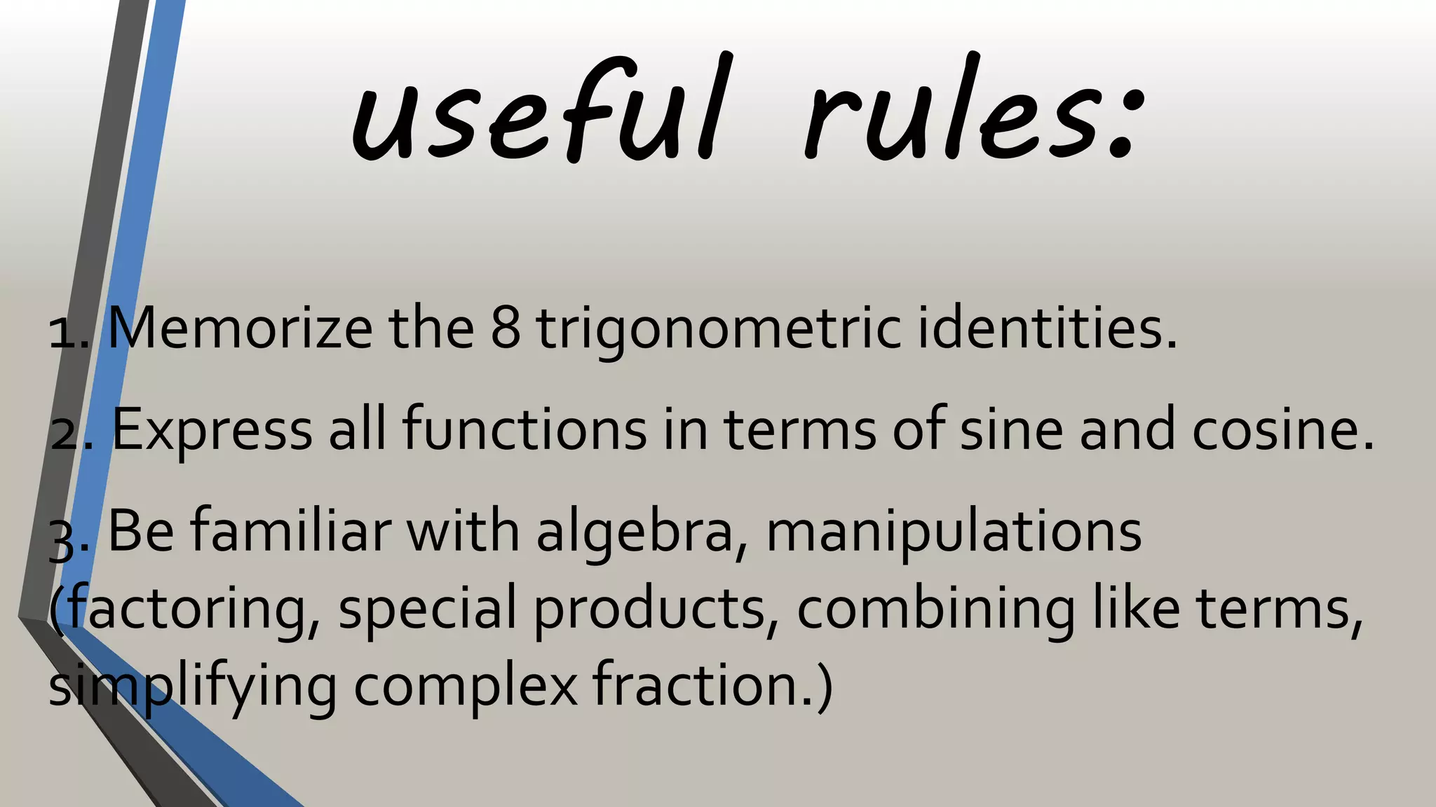 Trigonometric identities | PPTX