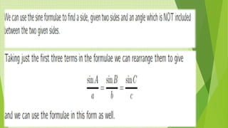 Trigometry sine and cosine rule | PPTX | Physics | Science