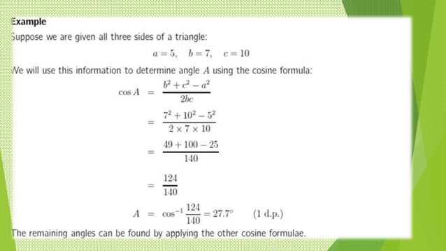 Trigometry sine and cosine rule | PPTX | Physics | Science