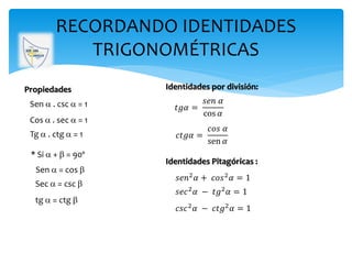Trigonometría identidades trigonometricas | PPTX
