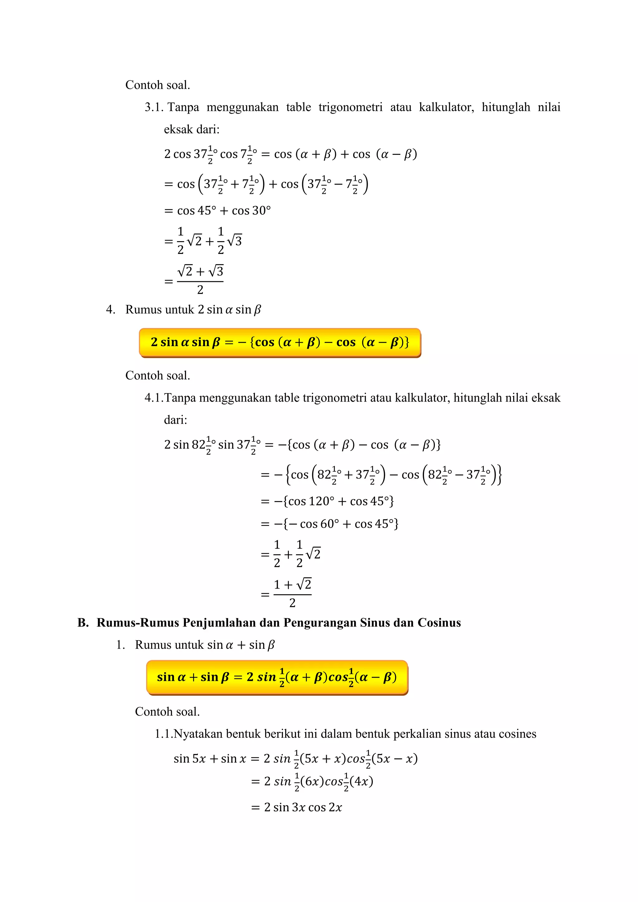 Trigonometri rumus & conso | PDF