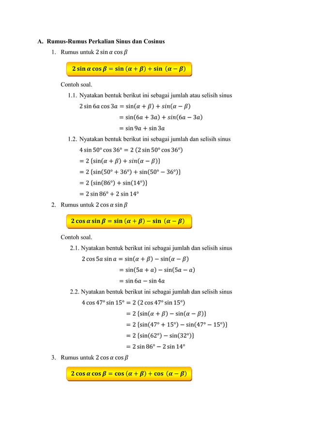 Trigonometri rumus & conso | PDF