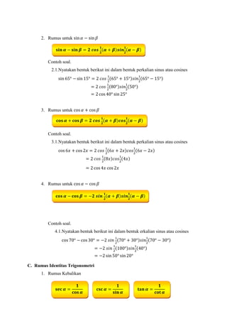 Trigonometri rumus & conso | PDF