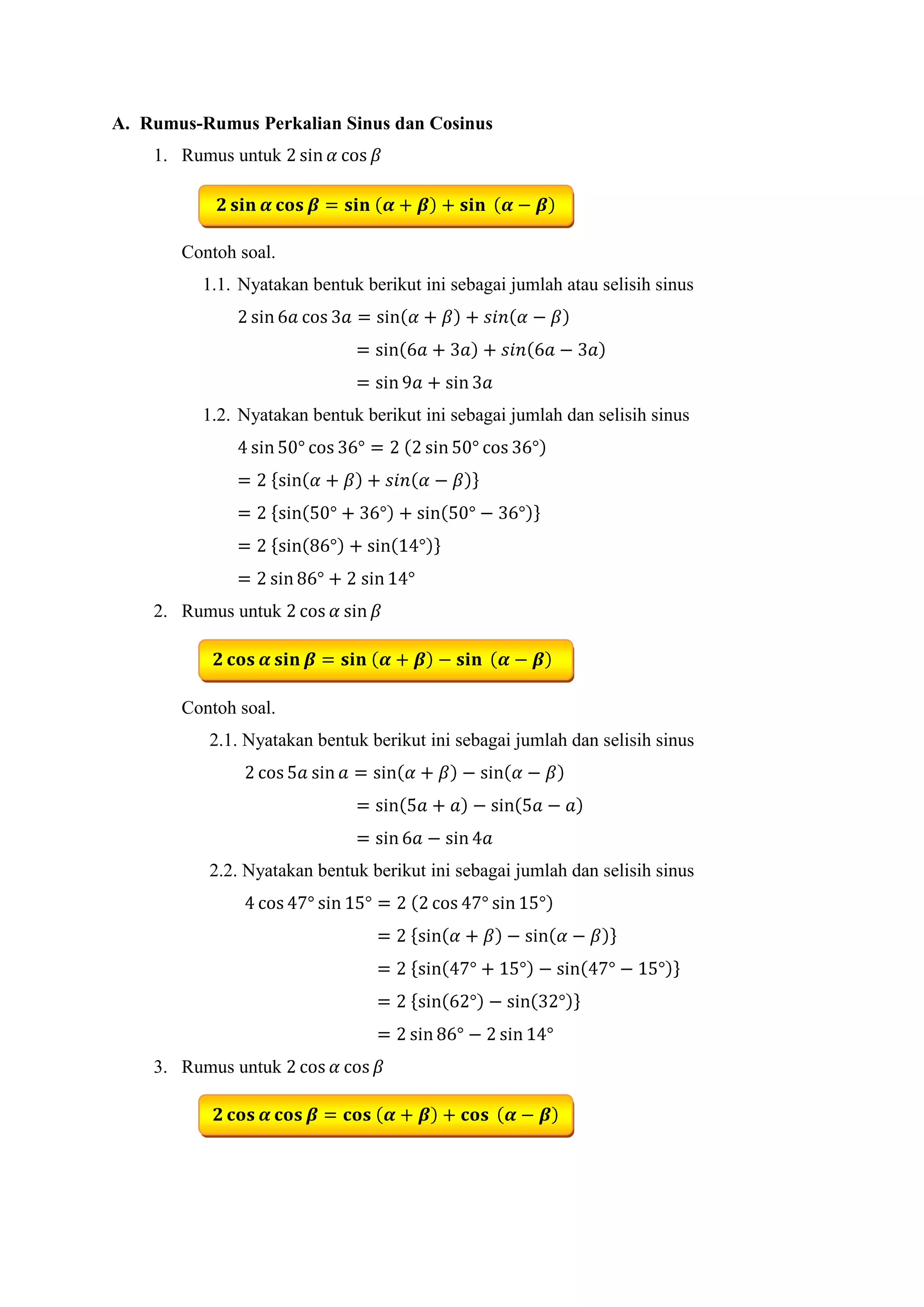 Trigonometri rumus & conso | DOCX