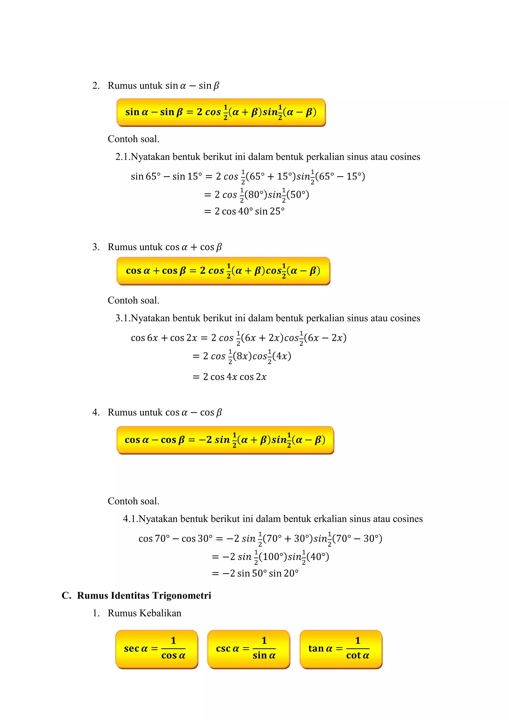 Trigonometri rumus & conso | DOCX