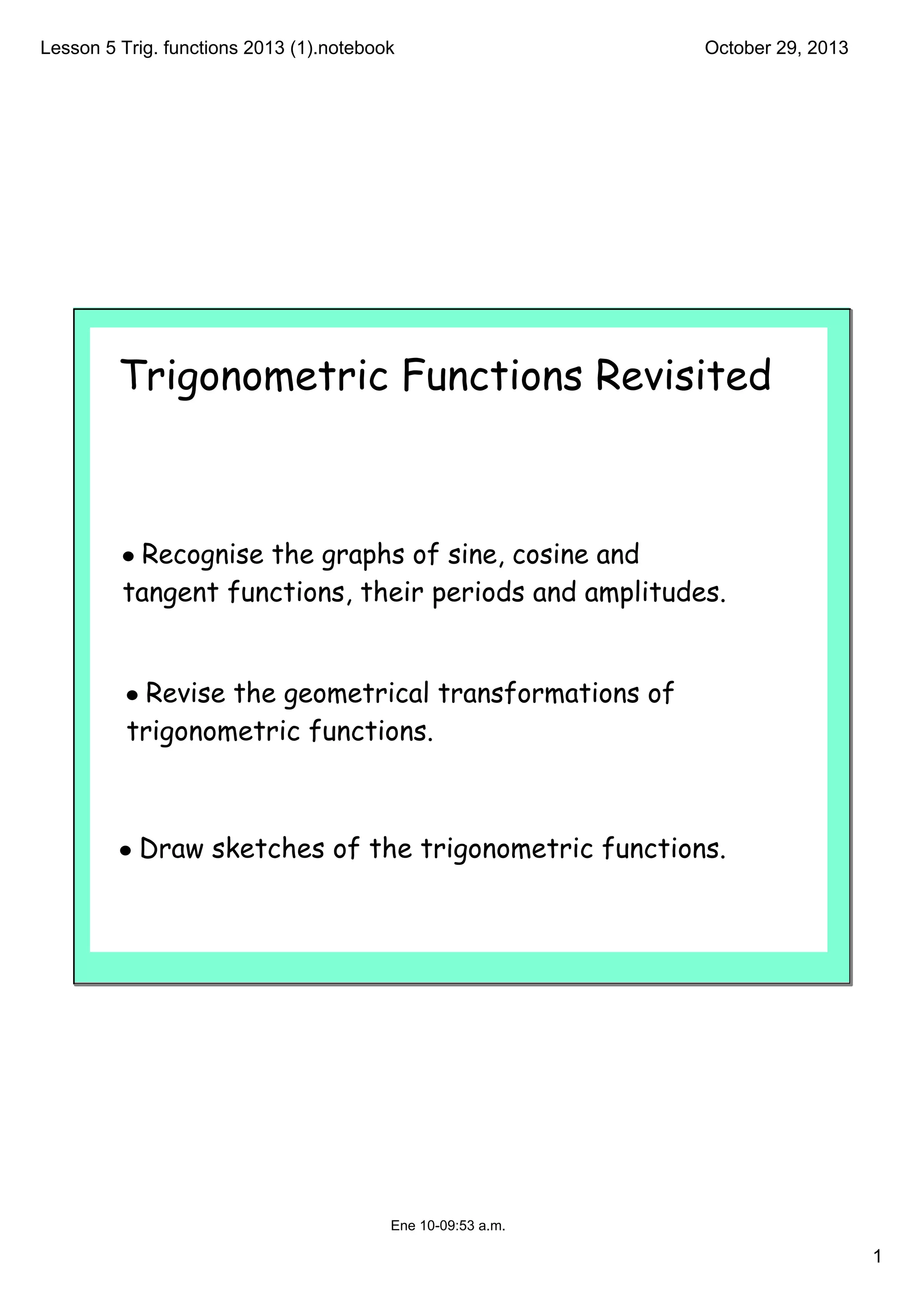 Ib Sl Trigonometric Functions Pdf Physics Science