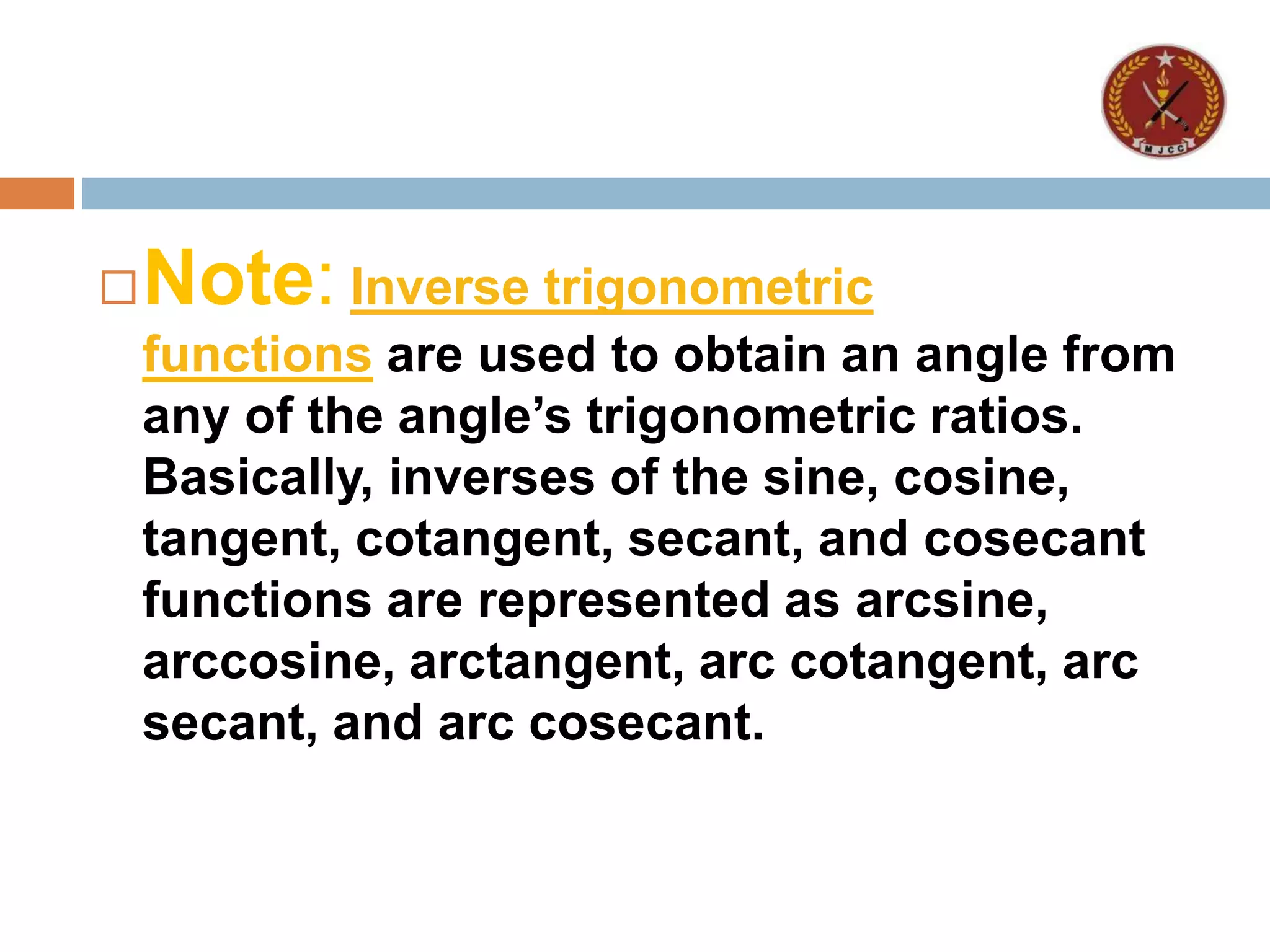 Trigonometric functions | PPTX
