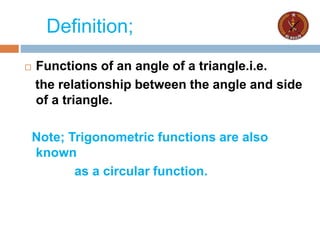 Trigonometric functions | PPTX
