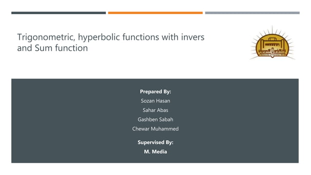 Trigonometric, hyperbolic functions with invers and sum function | PPT