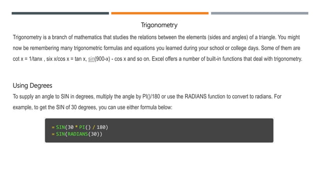 Trigonometric, hyperbolic functions with invers and sum function | PPT