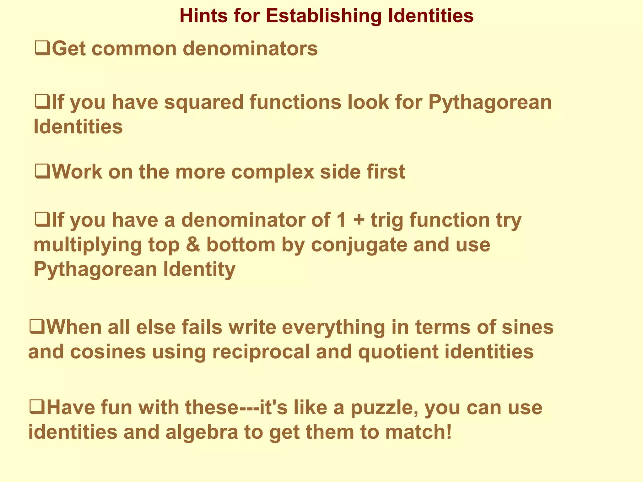 Trigonometric Identities Lecture | PPTX