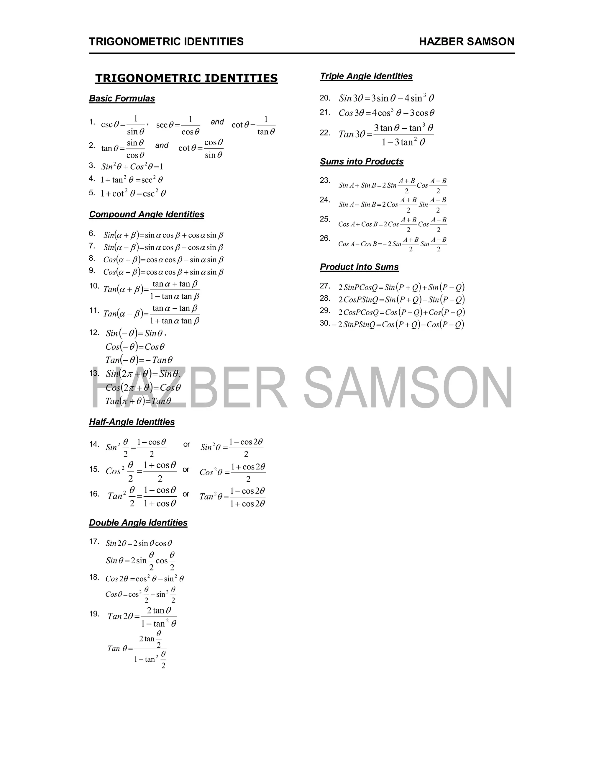 Trigonometric identities | PDF