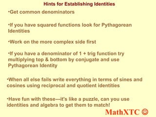 Trigonometric identities simplify | PPT