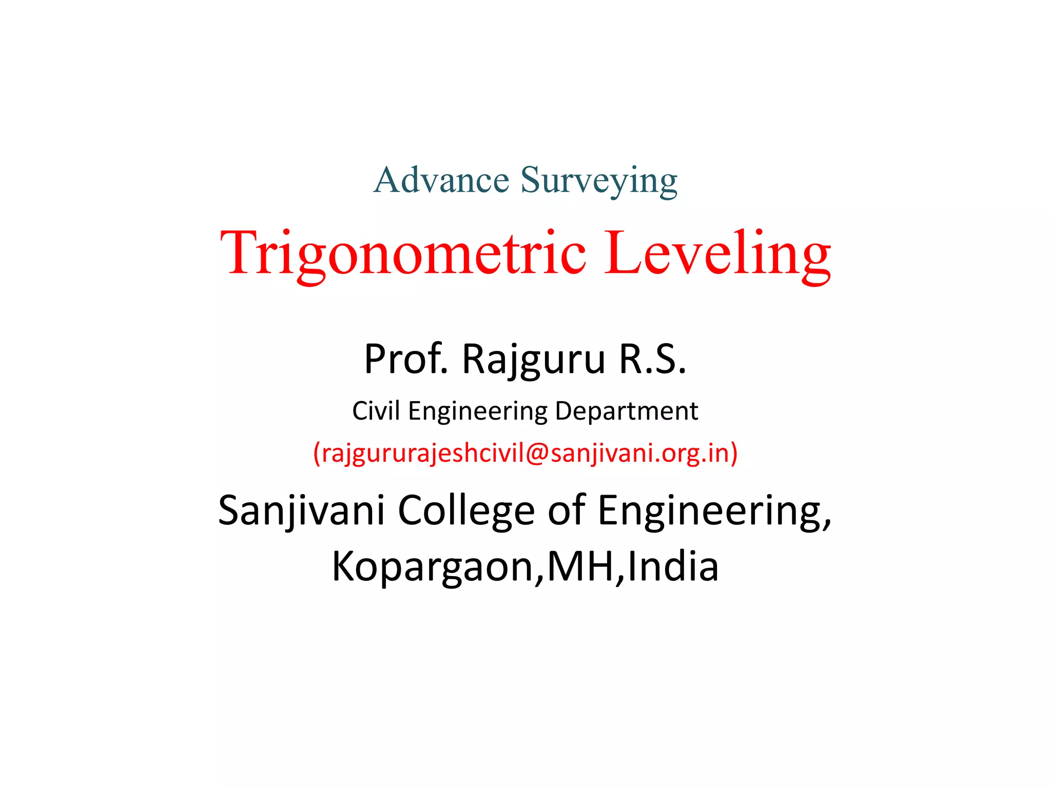 Trigonometric leveling 02 | PPT