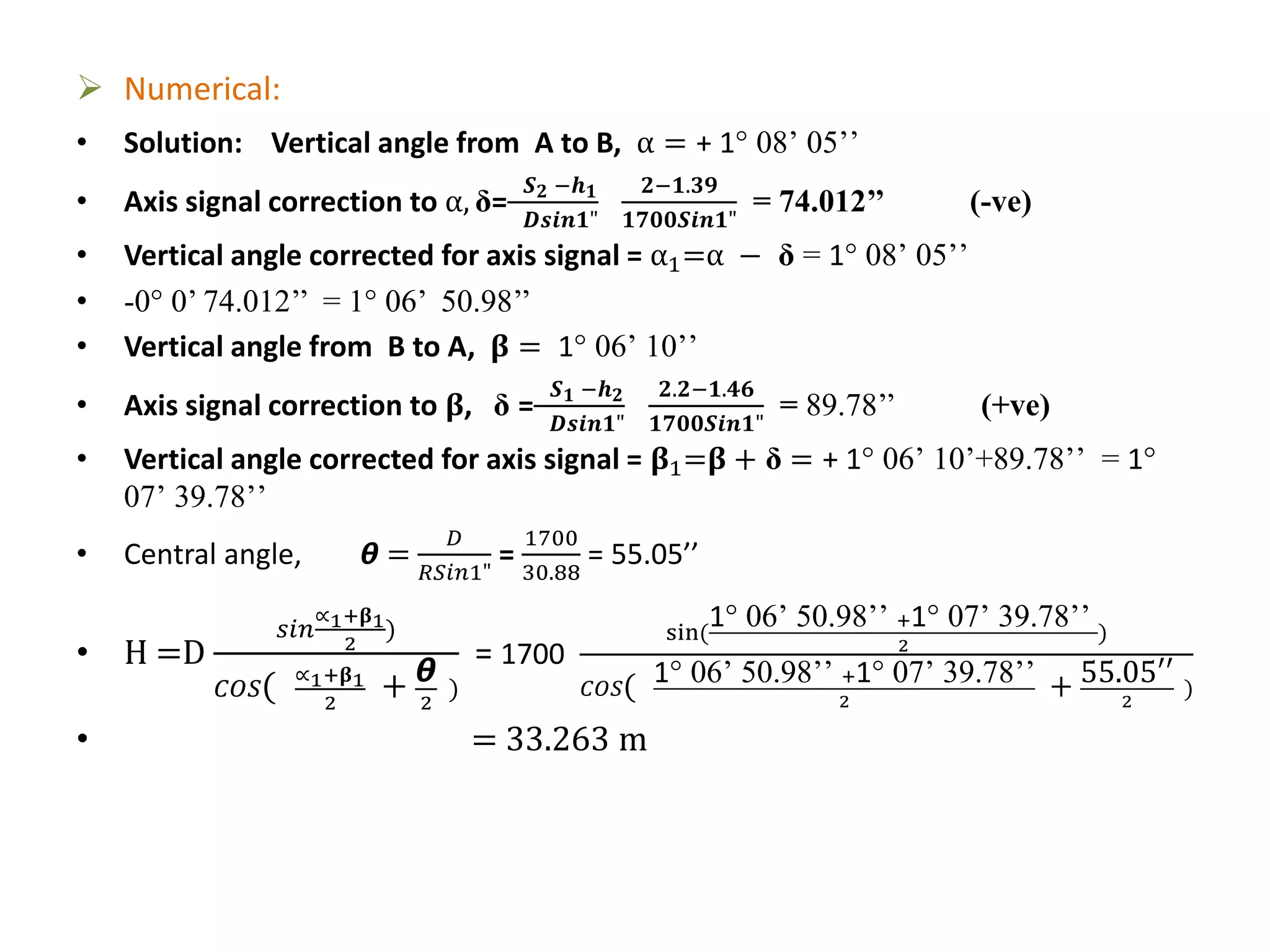 Trigonometric leveling 05 | PPTX