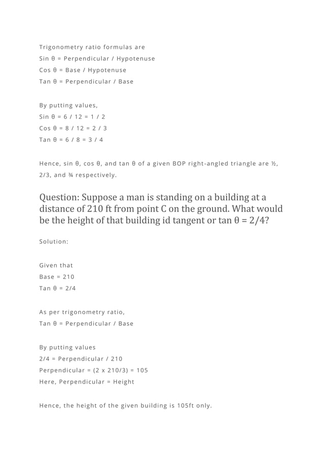 Trigonometric Ratios Definition Formulas Table And Problems Pdf