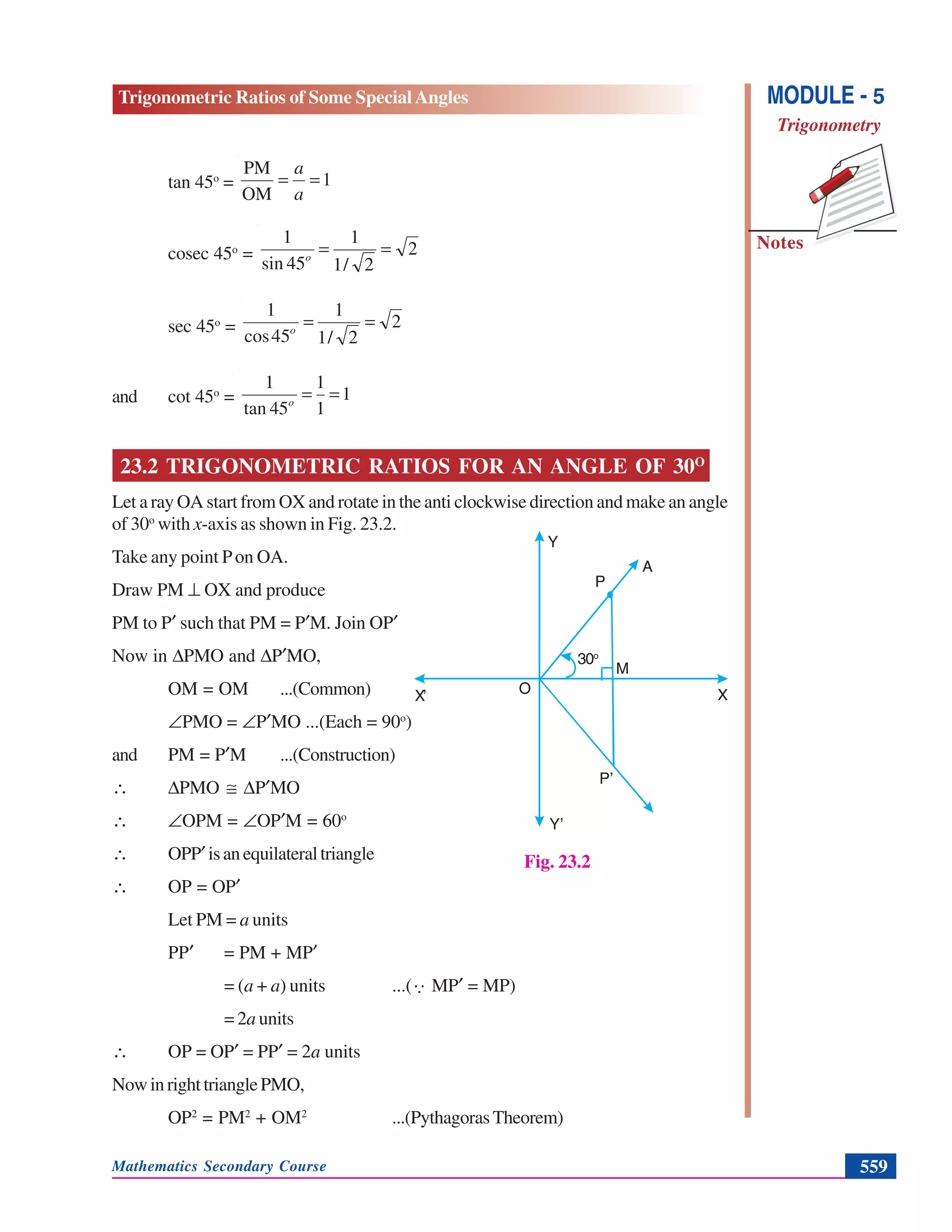 TRIGONOMETRIC RATIOS OF SOME SPECIAL ANGLES | PDF
