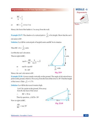 TRIGONOMETRIC RATIOS OF SOME SPECIAL ANGLES | PDF