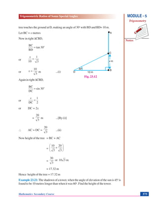 TRIGONOMETRIC RATIOS OF SOME SPECIAL ANGLES | PDF
