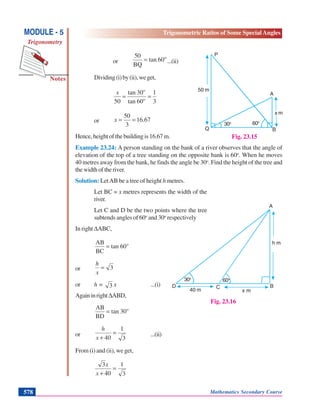 TRIGONOMETRIC RATIOS OF SOME SPECIAL ANGLES | PDF