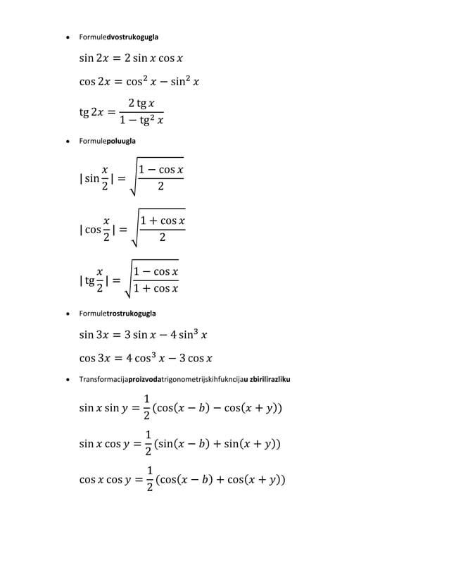 Trigonometrijske formule