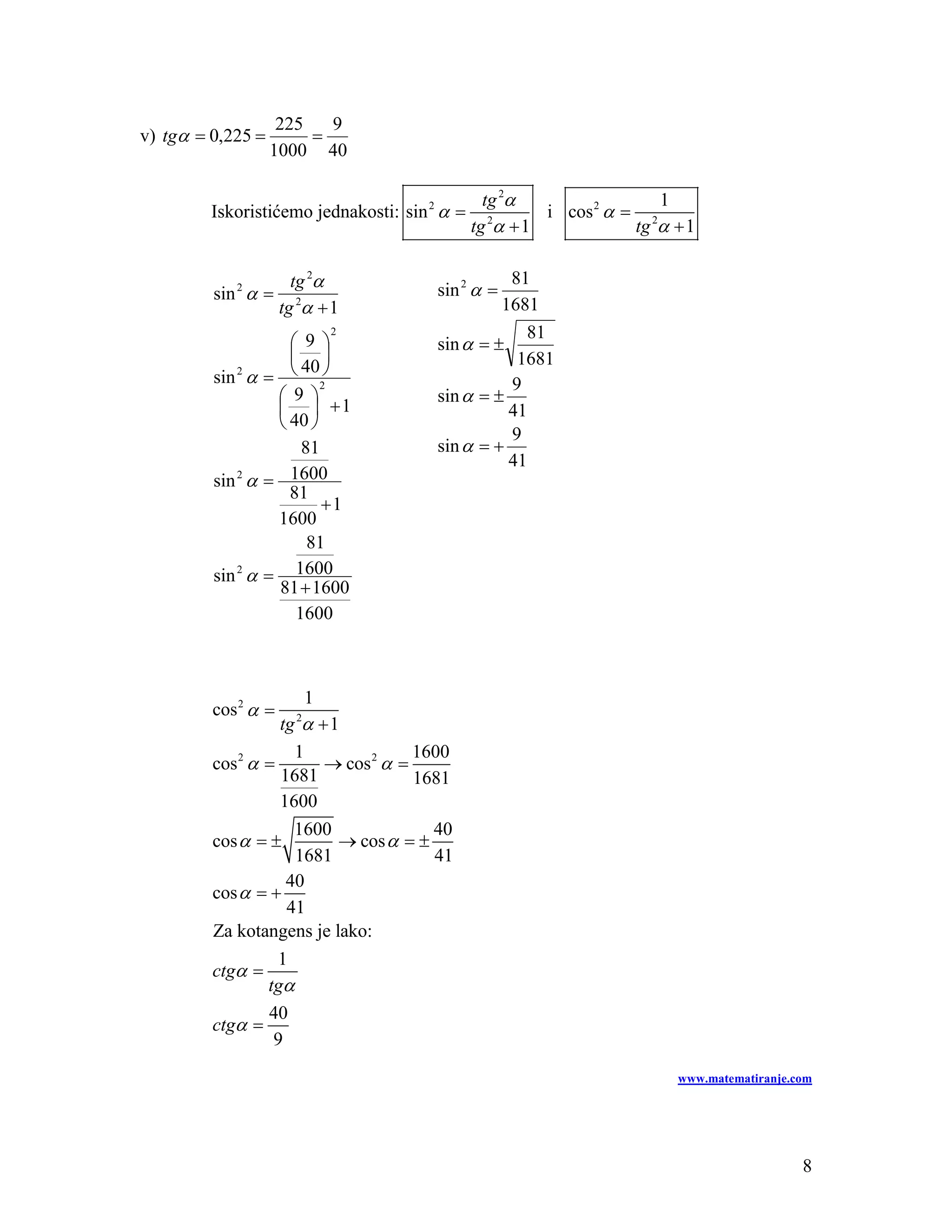 Trigonometrijske funkcije ostrog_ugla | PDF