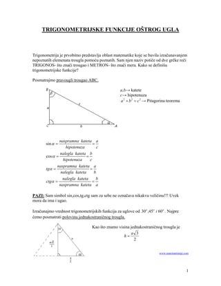 Trigonometrijske funkcije ostrog_ugla | PDF