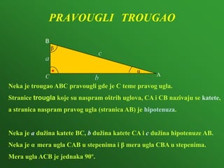 Trigonometrijske funkcije oštrog ugla pravouglog trougla | PPT