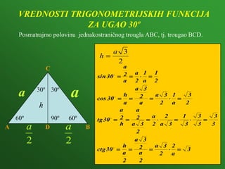 Trigonometrijske funkcije oštrog ugla pravouglog trougla | PPT