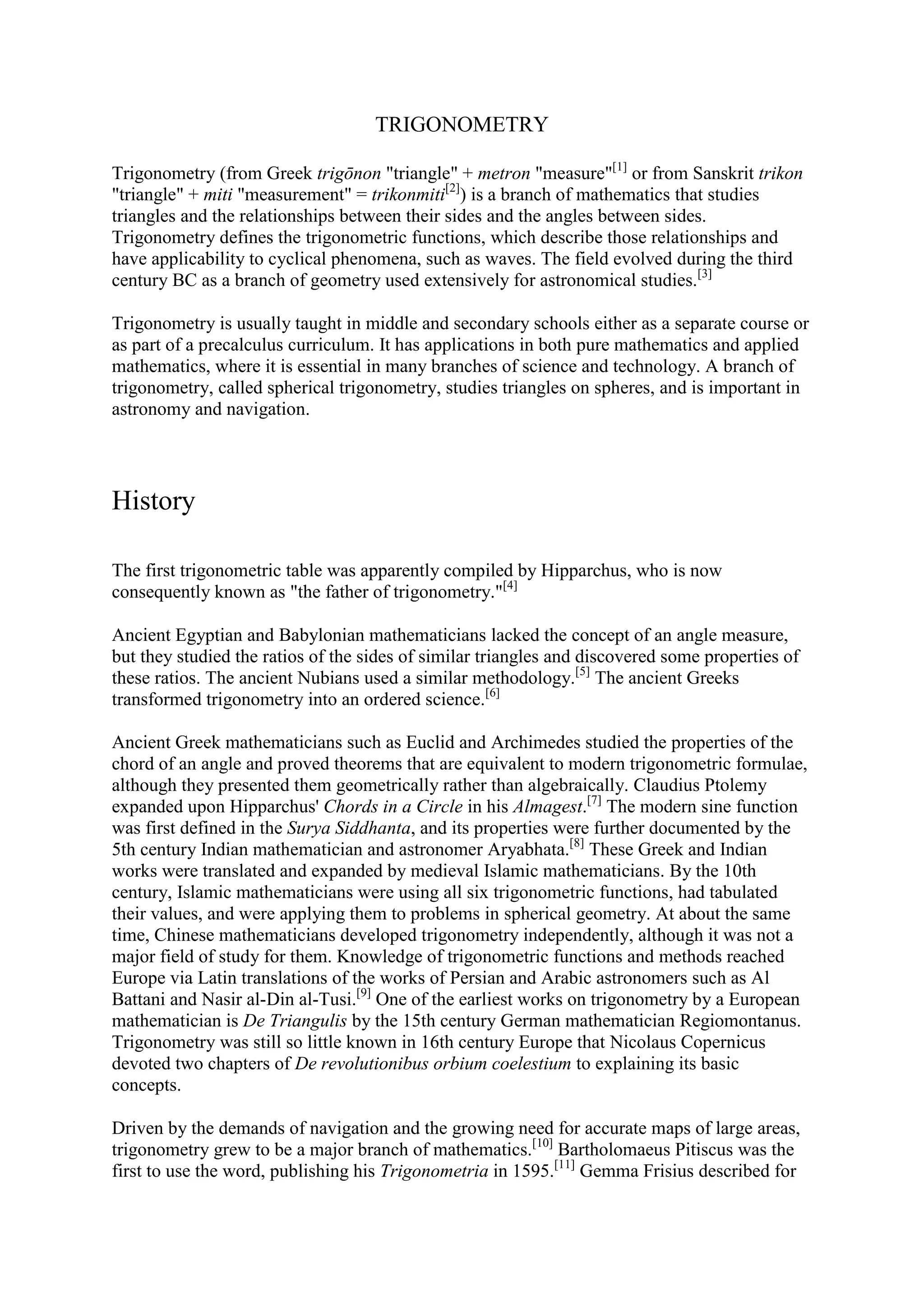 Trigonometry | DOCX