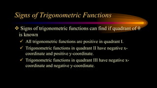 signs of trigonometric functions | PPTX | Geography | Science