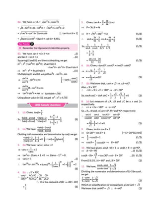 PYQ CBSE CLASS 10TH TRIGONOMETRY WITH SOLUTIONS | PDF