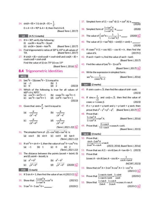 PYQ CBSE CLASS 10TH TRIGONOMETRY WITH SOLUTIONS | PDF
